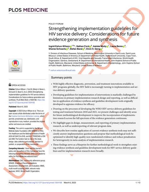 Pdf Strengthening Implementation Guidelines For Hiv Service Delivery