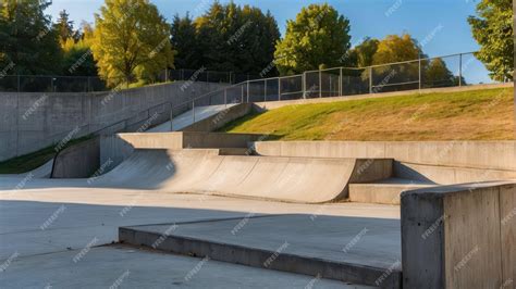 Premium Photo Urban Skatepark With Concrete Ramps