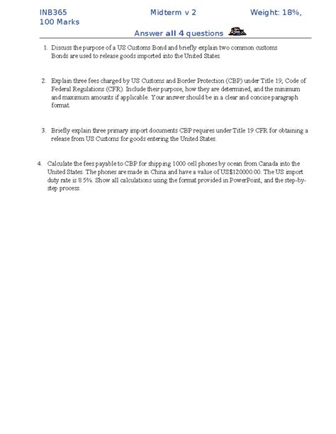 INB365 Wk 6 Midterm V 3 Good INB365 Midterm V 2 Weight 18 100 Marks Answer All 4