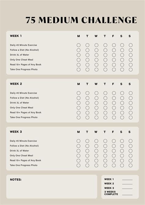 75 Medium Challenge 75 Medium Challenge Tracker Daily Habits Habit Tracker Digital File A4