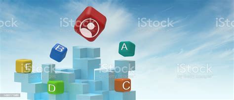 추상적인 배경 기하학적 모양 비즈니스 리더십 개념과 목표는 푸른 하늘을 배경으로 성공적인 비즈니스 투자를 위한 것입니다 복사 공간 배너 웹 사이트 3d 렌더링 3차원 형태에