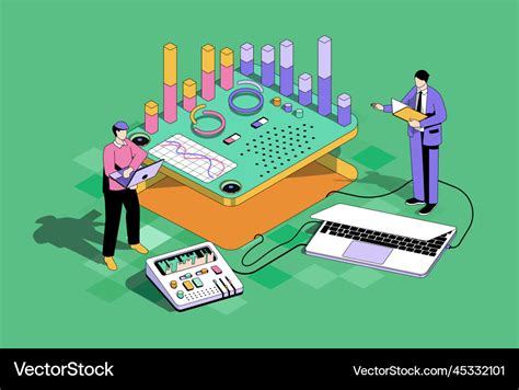 Data Analysis Concept In D Isometric Design Vector Image