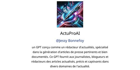 ActuProAI GPTs features and functions, examples and prompts | GPT Store