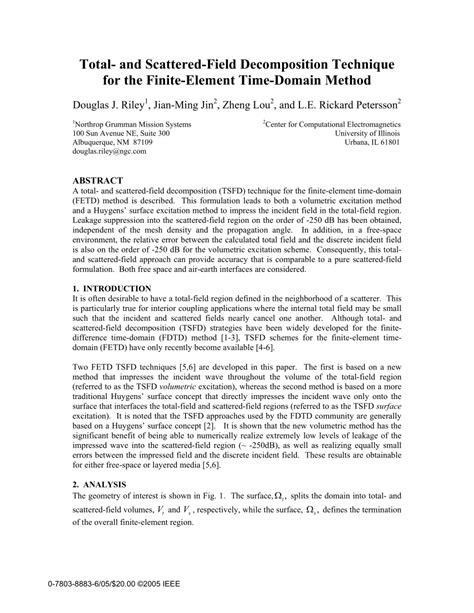 Pdf Total And Scattered Field Decomposition Technique For The Finite
