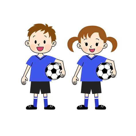 サッカーボールを持つ男の子と女の子のイラスト ランサーズ