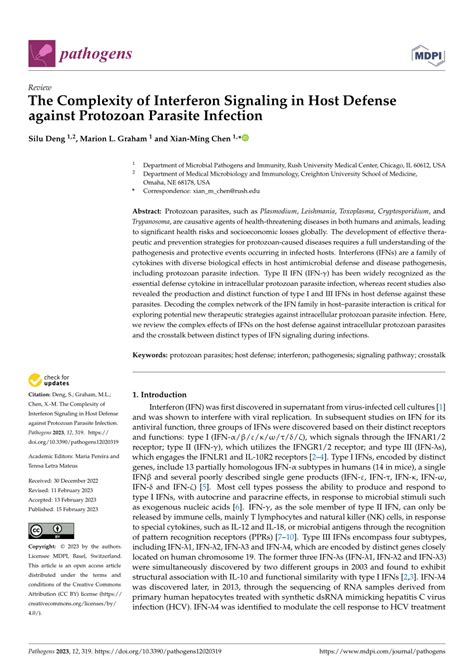 Pdf The Complexity Of Interferon Signaling In Host Defense Against Protozoan Parasite Infection