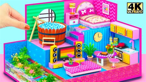 آموزش ساخت خانه مقوایی دوطبقه با آکواریوم خانه مینیاتوری