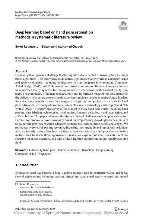 Deep Learning Based On Hand Pose Estimation Methods A Systematic