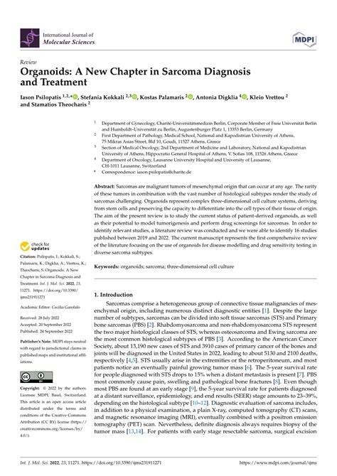 Pdf Organoids A New Chapter In Sarcoma Diagnosis And Treatment