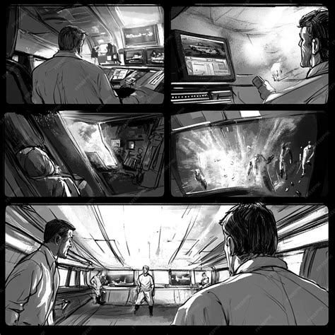 A Detailed Storyboard Frame Depicting A Dialogueheavy Scene With Notes