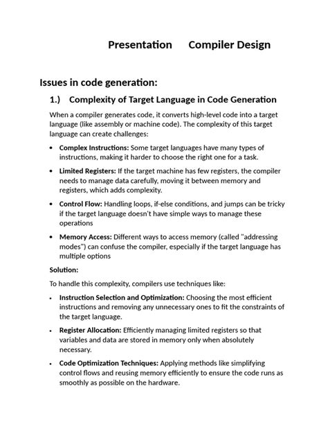 Code Generation In Compiler Design Pdf Program Optimization Compiler