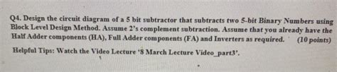 Solved Q4 Design The Circuit Diagram Of A 5 Bit Subtractor