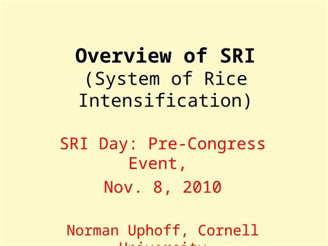 Ppt 1054 Overview Of Sri System Of Rice Intensification Dokumen Tips