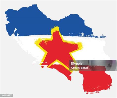 유고슬라비아의 국기 및 지도 벡터 손으로 둥근 브러시로 그린 개념에 대한 스톡 벡터 아트 및 기타 이미지 개념 경쟁 경쟁자 Istock