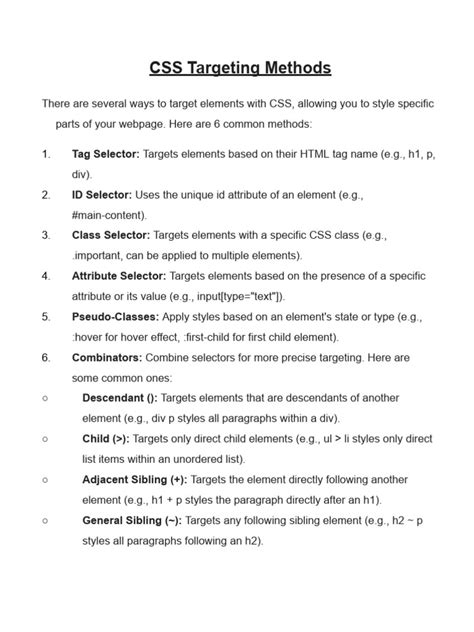 Css Targetting And Basic Styles Download Free Pdf Html Element Web Development