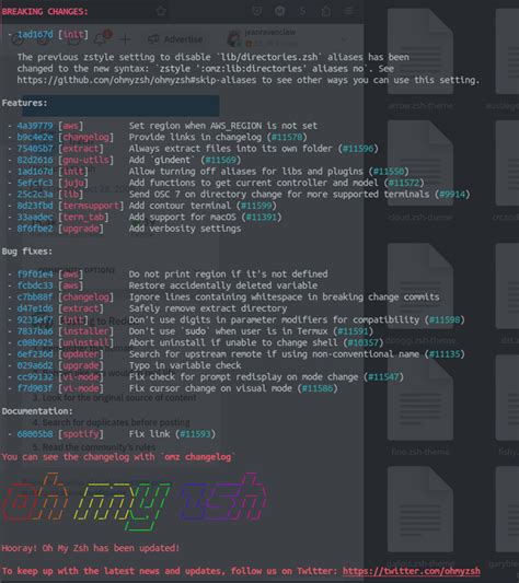 Logged Into Zsh After A While Of Not Using It It Seems To Have Updated