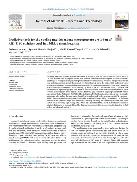 Pdf Predictive Tools For The Cooling Rate Dependent Microstructure Evolution Of Aisi 316l