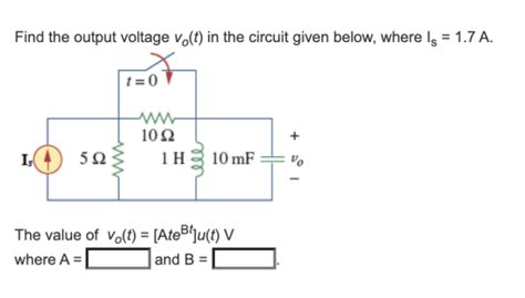 find the output voltage vo t in the circuit given below where is 1