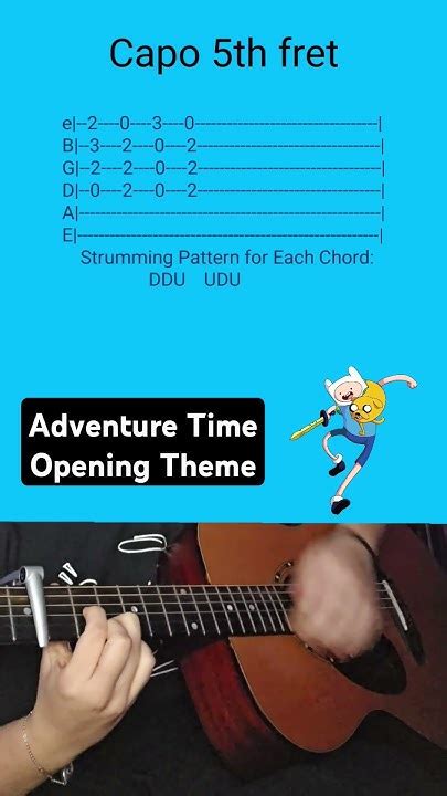 Opening Theme From Adventure Time Acoustic Guitar Tab Shorts Youtube