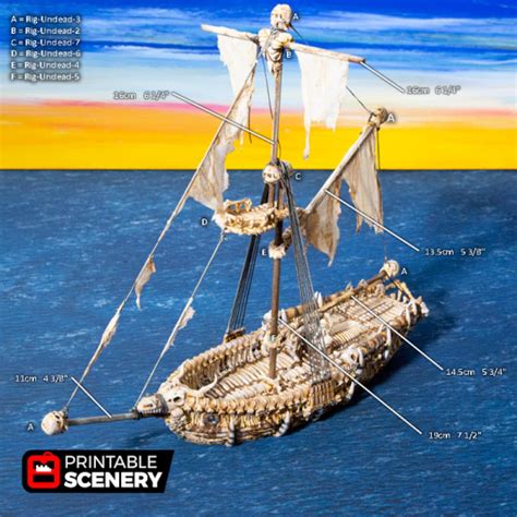 Dnd Undead Sloop Ship Wargaming Pirate Fleet Boat Tabletop Etsy