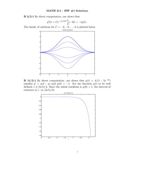 Homework 1 Solved Ordinary Differential Equations And Linear Algebra Math 211 Docsity