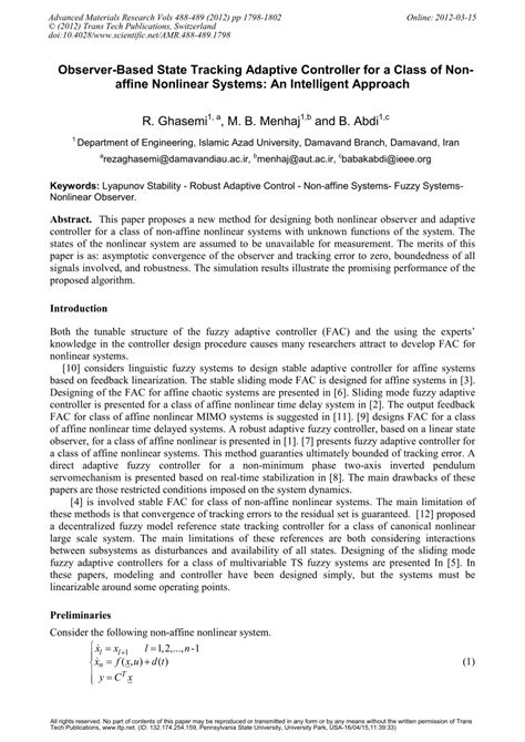pdf observer based state tracking adaptive controller for a class of