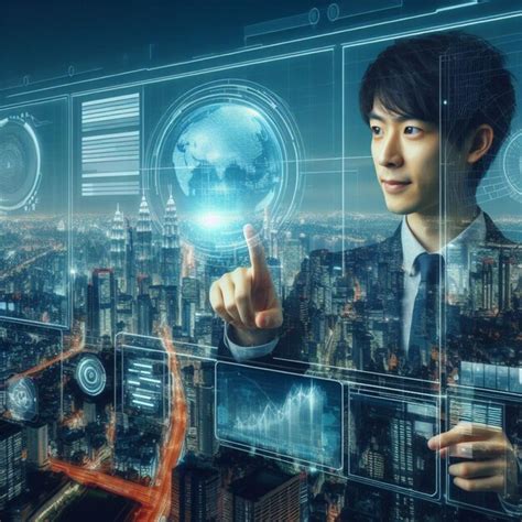 Premium Photo Photo Businessman Pointing At His Presentation On The Futuristic Digital Screen