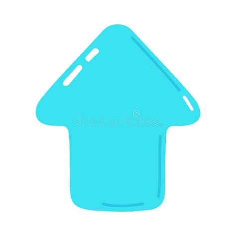 Cute Funny Blue Arrow Icon Vector Hand Drawn Cartoon Kawaii Character