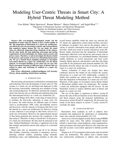 Pdf Modeling User Centric Threats In Smart City A Hybrid Threat Modeling Method