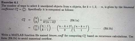 solved exercise 6 1 the number of ways to select k unordered