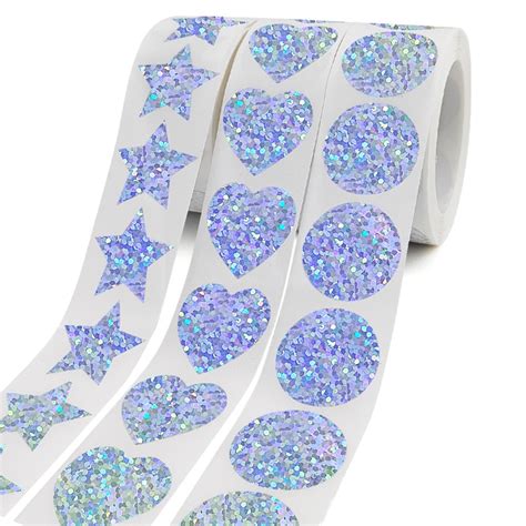 500 pcs roll flash laser stickers self adhesive circular love