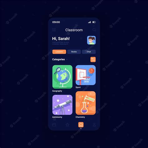 Premium Vector Online Classes Night Mode Smartphone Interface Vector