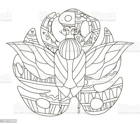 어린이와 성인을위한 손으로 그리기 색칠 공부 페이지 창의성에 대 한 작은 세부 사항으로 아름 다운 패턴 몬스터 나뭇잎에 열대 딱정벌레와 안티 스트레스 색칠 공부 책 검은색에