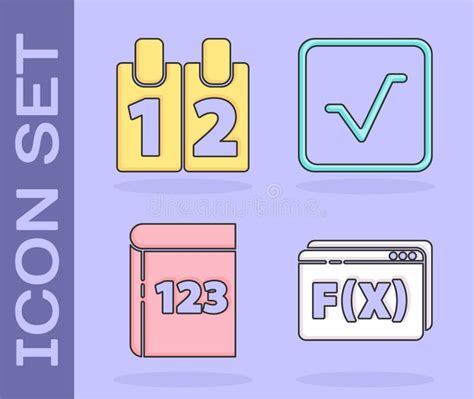 Set Function Mathematical Symbol Calendar Book With Word Mathematics And Square Root Icon