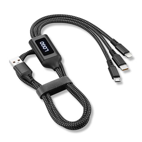 3 In 1 Lighting Up Logo Usb Charging Cable 100cm Data Cable Type C To