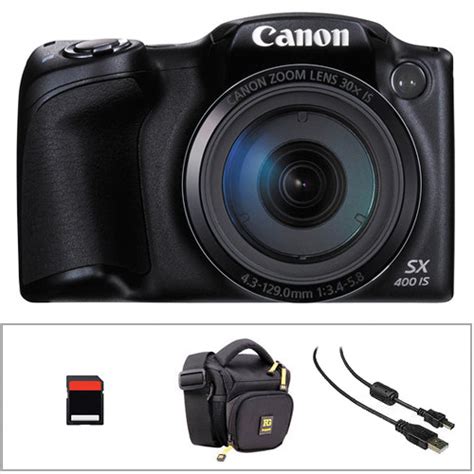 Canon PowerShot SX400 IS Digital Camera Basic Kit (Black) B&H