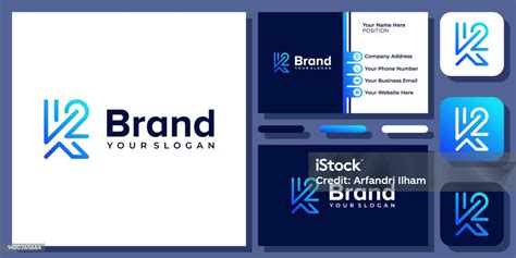 명함을 가진 초기 편지 K2 2k 또는 K 2 다채로운 현대 색깔 간단한 아이콘 벡터 로고 디자인 0명에 대한 스톡 벡터 아트 및 기타 이미지 Istock