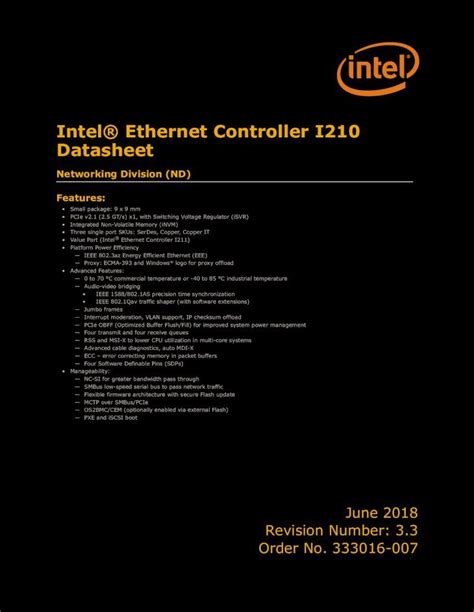 (PDF) Intel® Ethernet Controller I210: Datasheet · 2019-09-13 · Layer ...