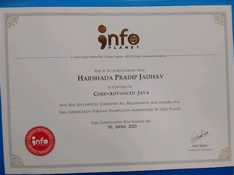 Happy To Share That Ive Completed My Core Advanced Java Course 🎉