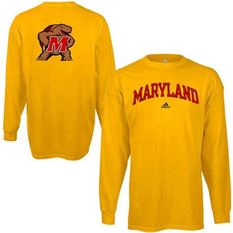 Adidas Maryland Terrapins Relentless Long Sleeve T Shirt Gold Tekjam