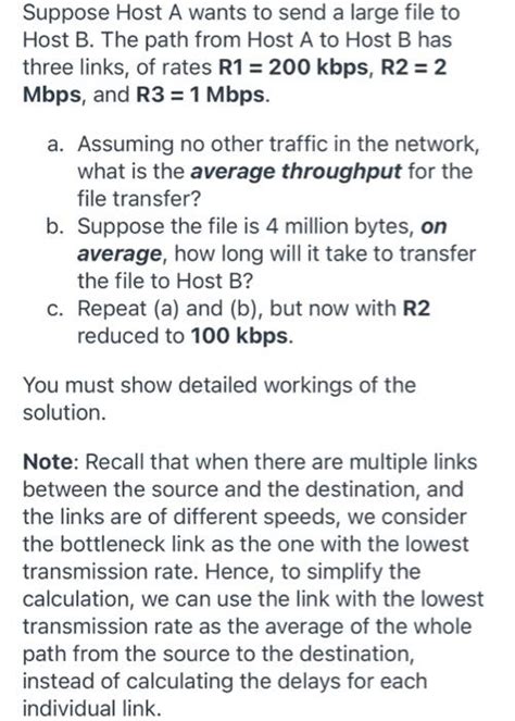 solved suppose host a wants to send a large file to host b