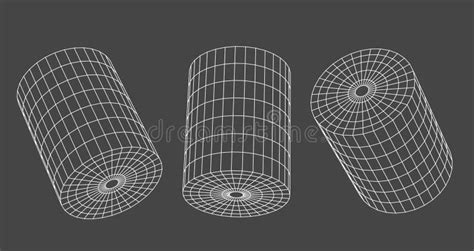 Wireframe Geometric Shapes D Render Abstract Digital Objects From Line Grid Stock Illustration