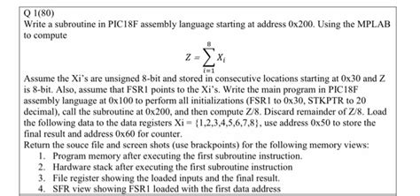 Q 180 Write A Subroutine In Pic18f Assembly