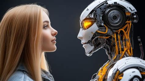 Futuristic Urban Environment Humanrobot Interactions Premium Ai