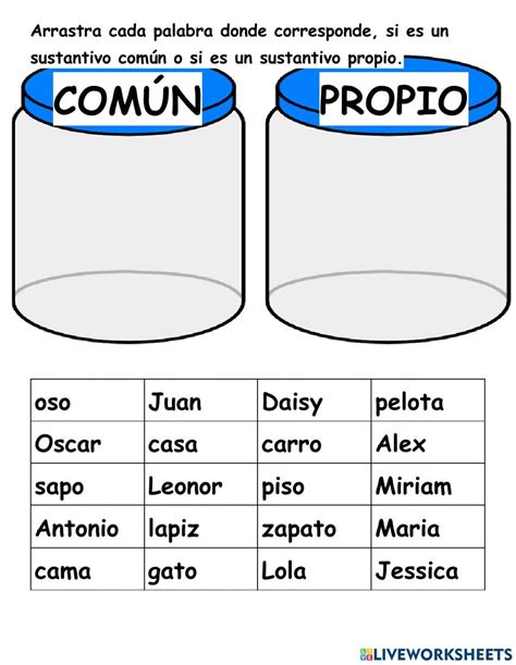 Sustantivos Comunes Y Propios Online Pdf Worksheet En 2025 Sustantivo