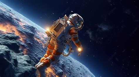 광대한 공간 3d 렌더에서 우주 유영을 수행하는 우주 비행사 우주 위성 위성 나사 배경 일러스트 및 사진 무료 다운로드