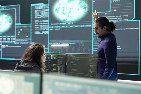 Cyber Operations Center With Governmental Hackers Working On Digital