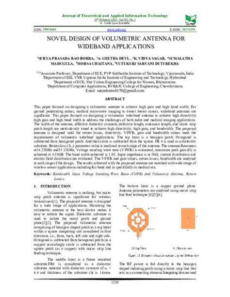 Pdf Novel Design Of Volumetric Antenna For Wideband Applications
