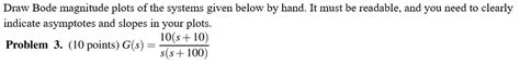 Solved Draw Bode Magnitude Plots Of The Systems Given Below