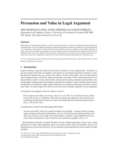 pdf persuasion and value in legal argument